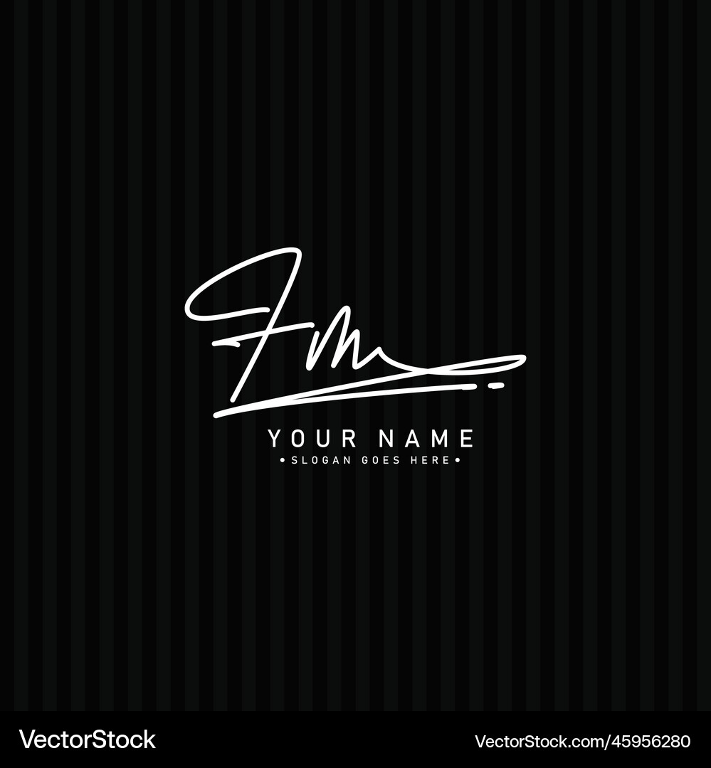 Fm initial logo in signature style Royalty Free Vector Image