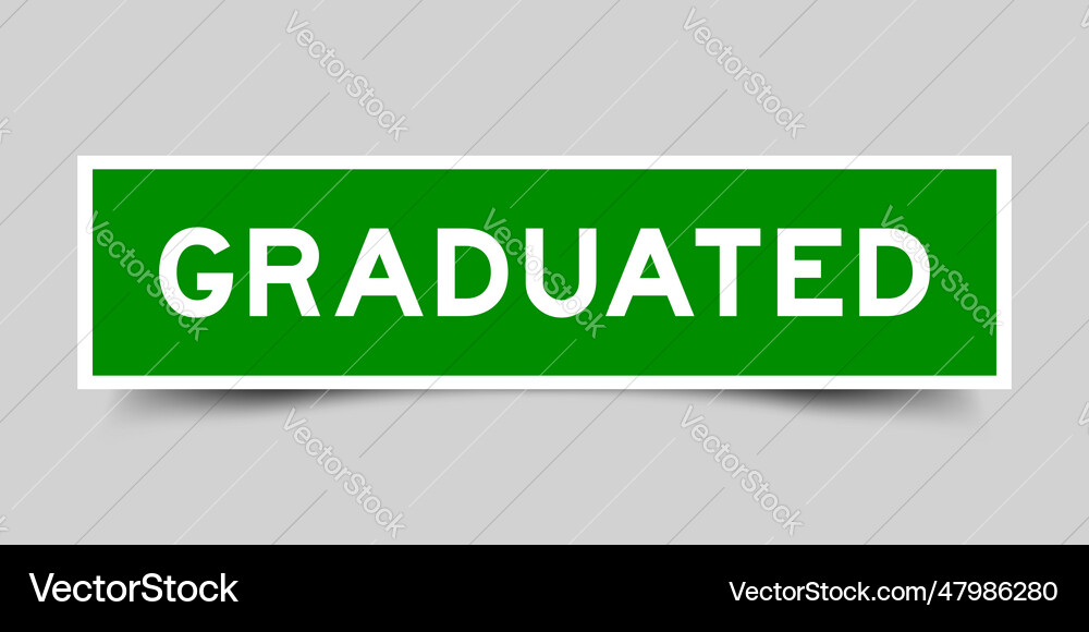 Green color square shape sticker label with word Vector Image