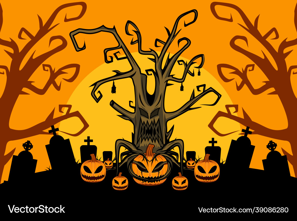 Halloween tree happy Royalty Free Vector Image
