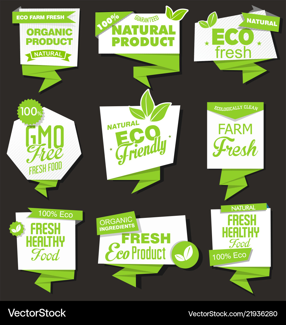Natural organic products collection labels Vector Image