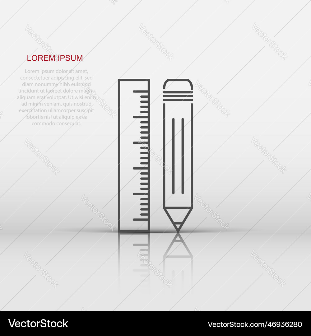 Pencil with ruler icon in flat style ruler meter Vector Image