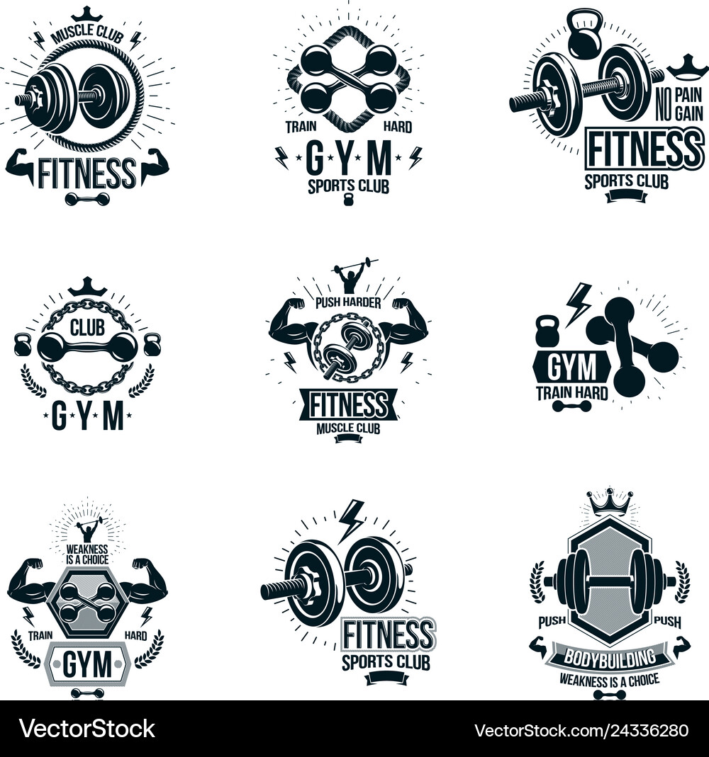 Powerlifting Emblems & Motivation Royalty Free Vector