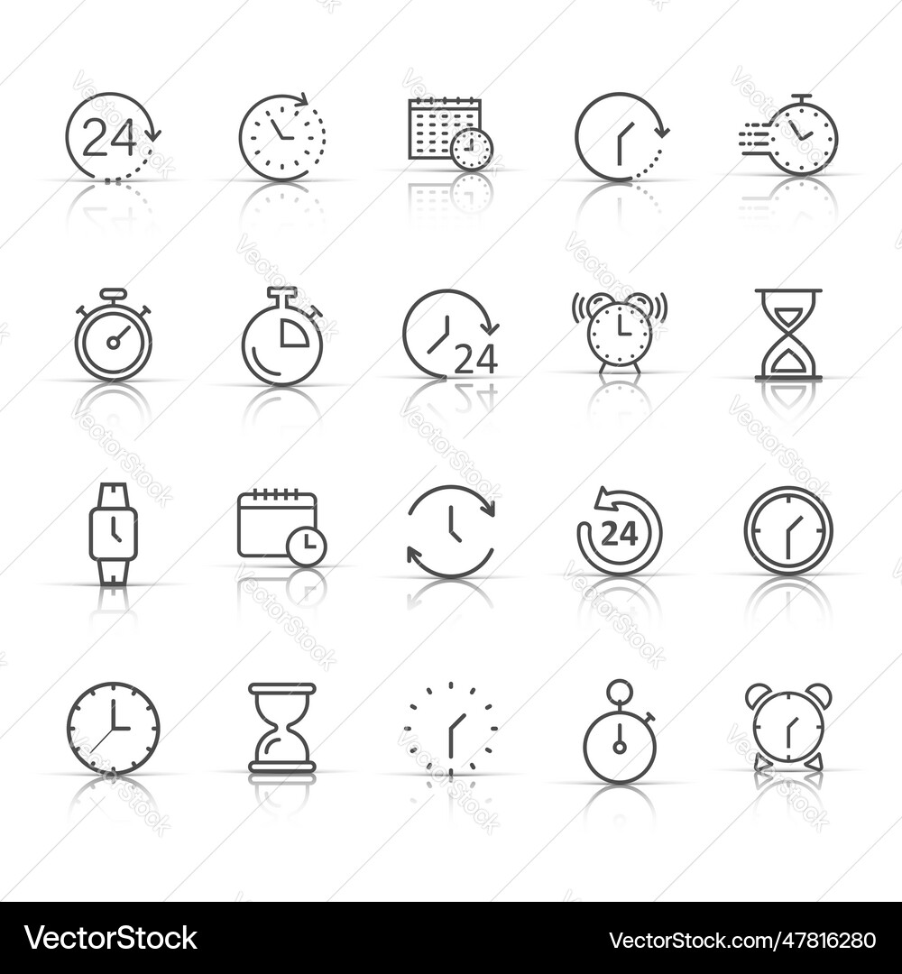 Time icon set in flat style agenda clock on white Vector Image