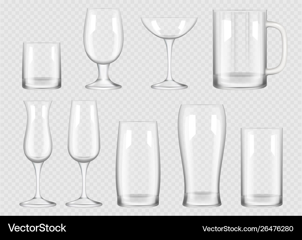 Transparent drink glass cup for alcoholic drinks Vector Image