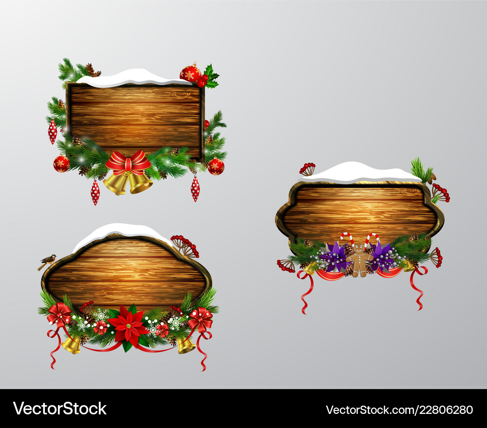 Wooden christmas board Royalty Free Vector Image