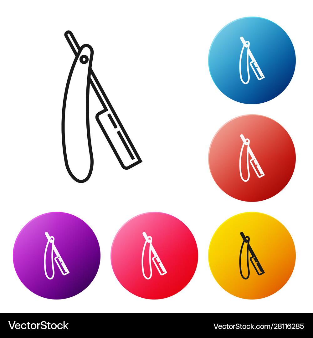 Black line straight razor icon isolated on white Vector Image