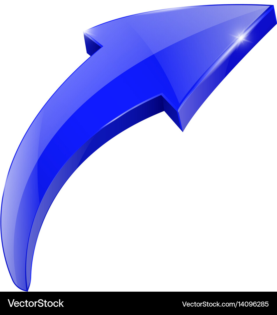 Blue arrow shiny web icon Royalty Free Vector Image