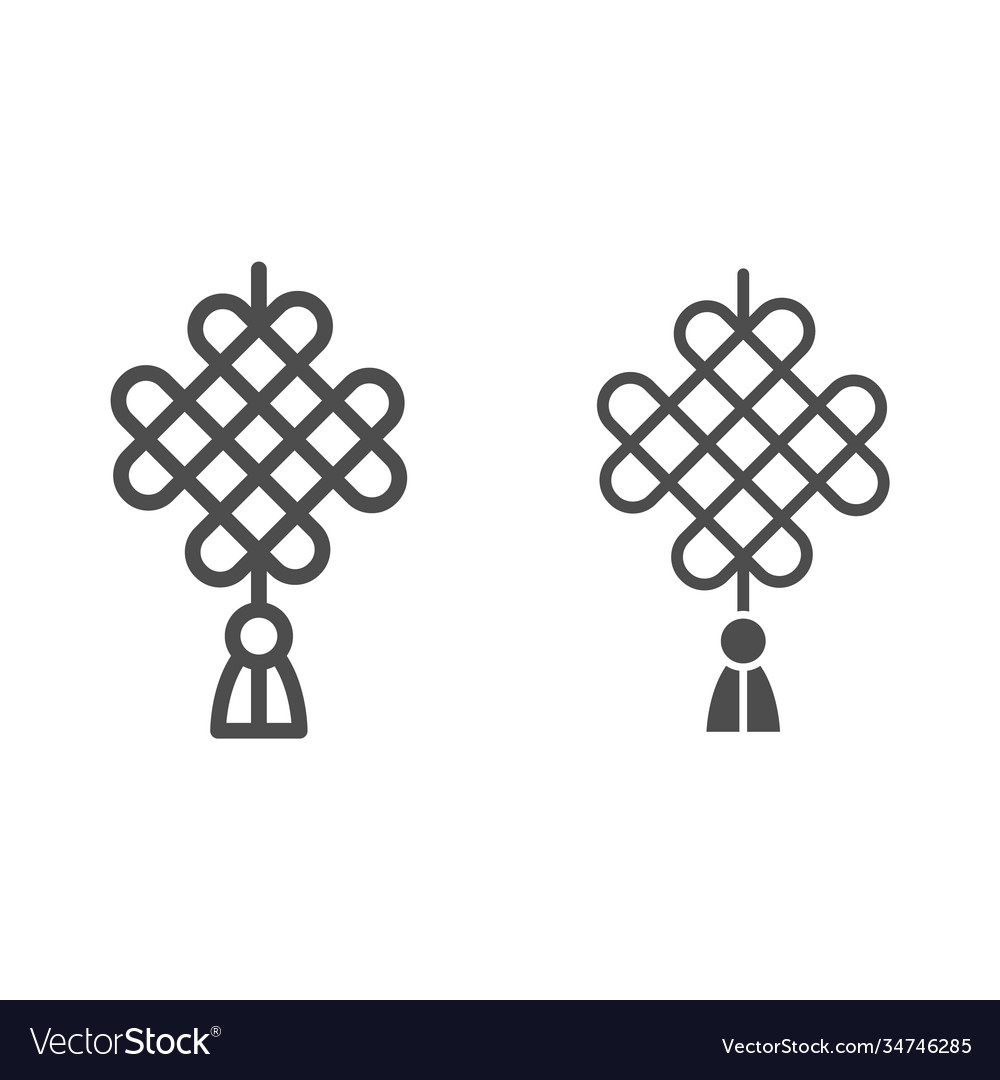 Chinese pattern line and solid icon mid Royalty Free Vector