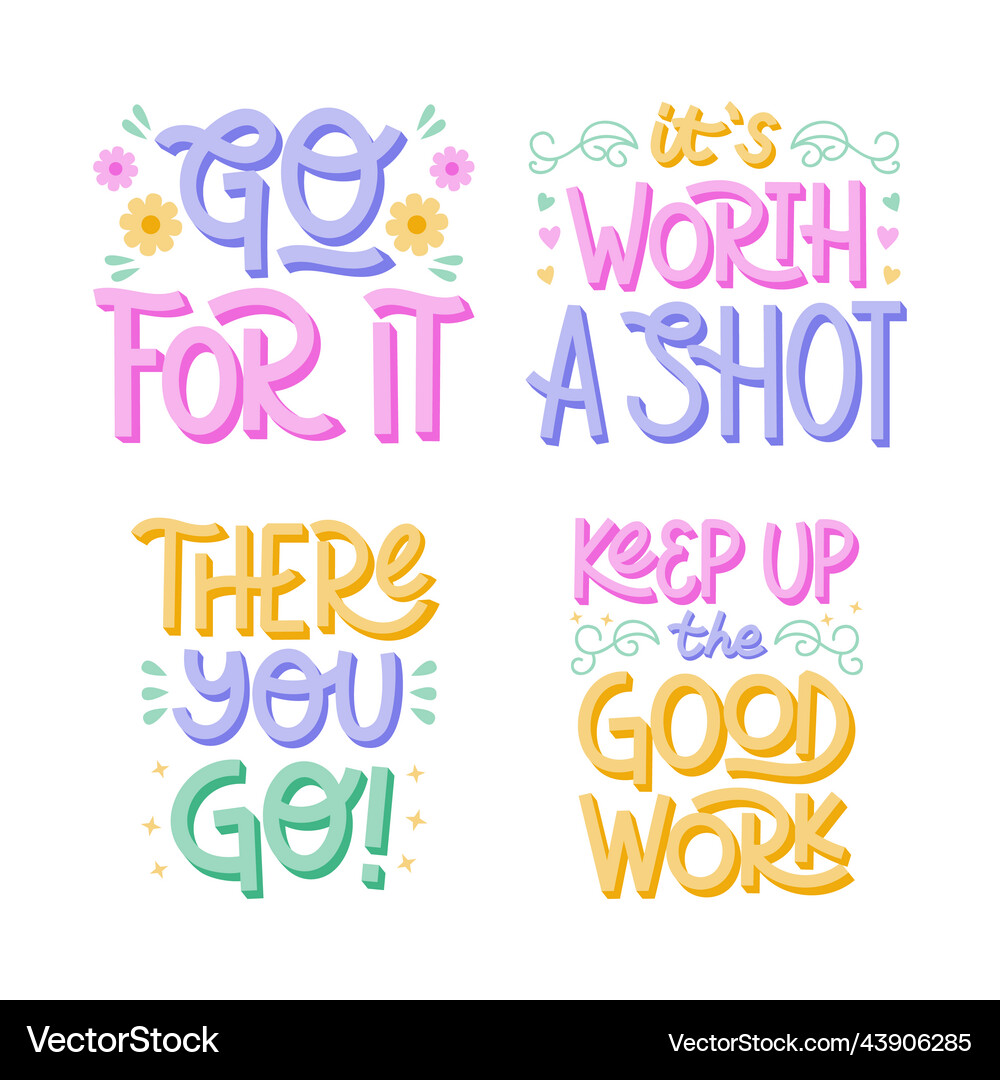 Colorful lettering encouraging phrases set – Royalty-Free Vector ...