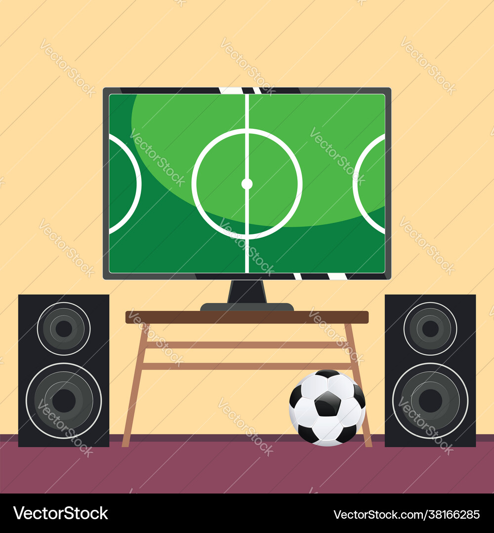 Football on tv screen Royalty Free Vector Image