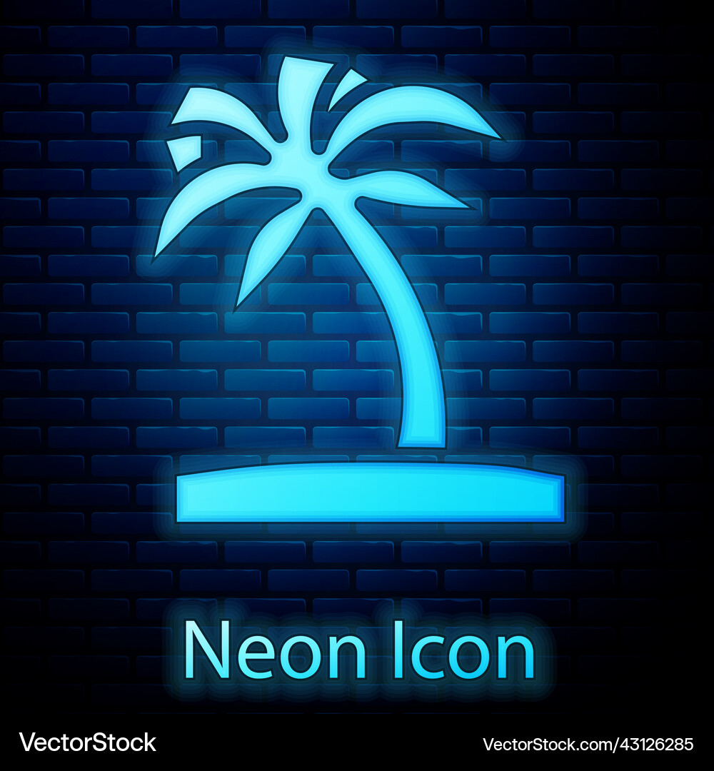 Glowing neon tropical palm tree icon isolated Vector Image