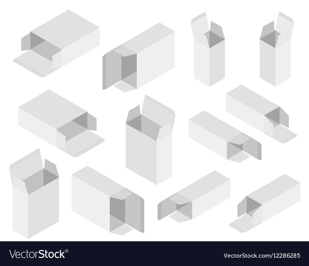 Gray box set Royalty Free Vector Image - VectorStock