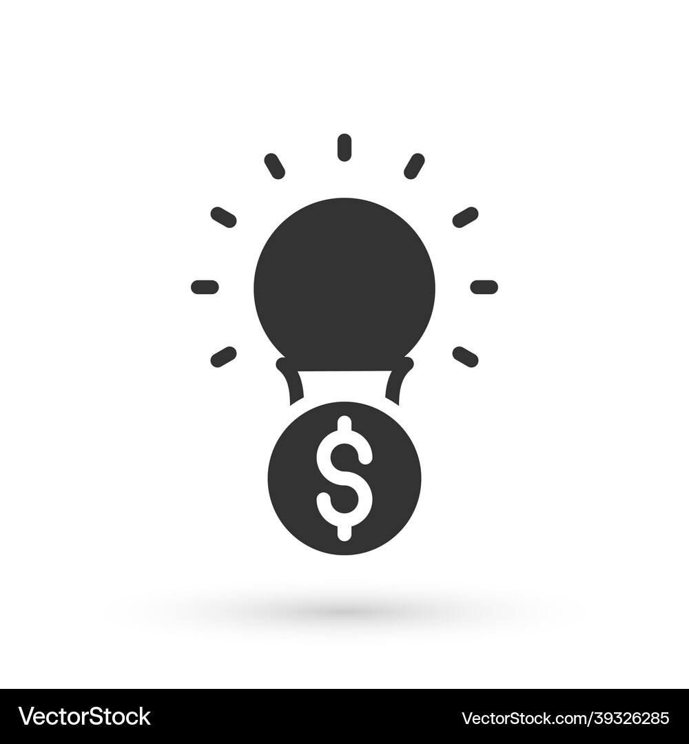 Grey light bulb with dollar symbol icon isolated Vector Image