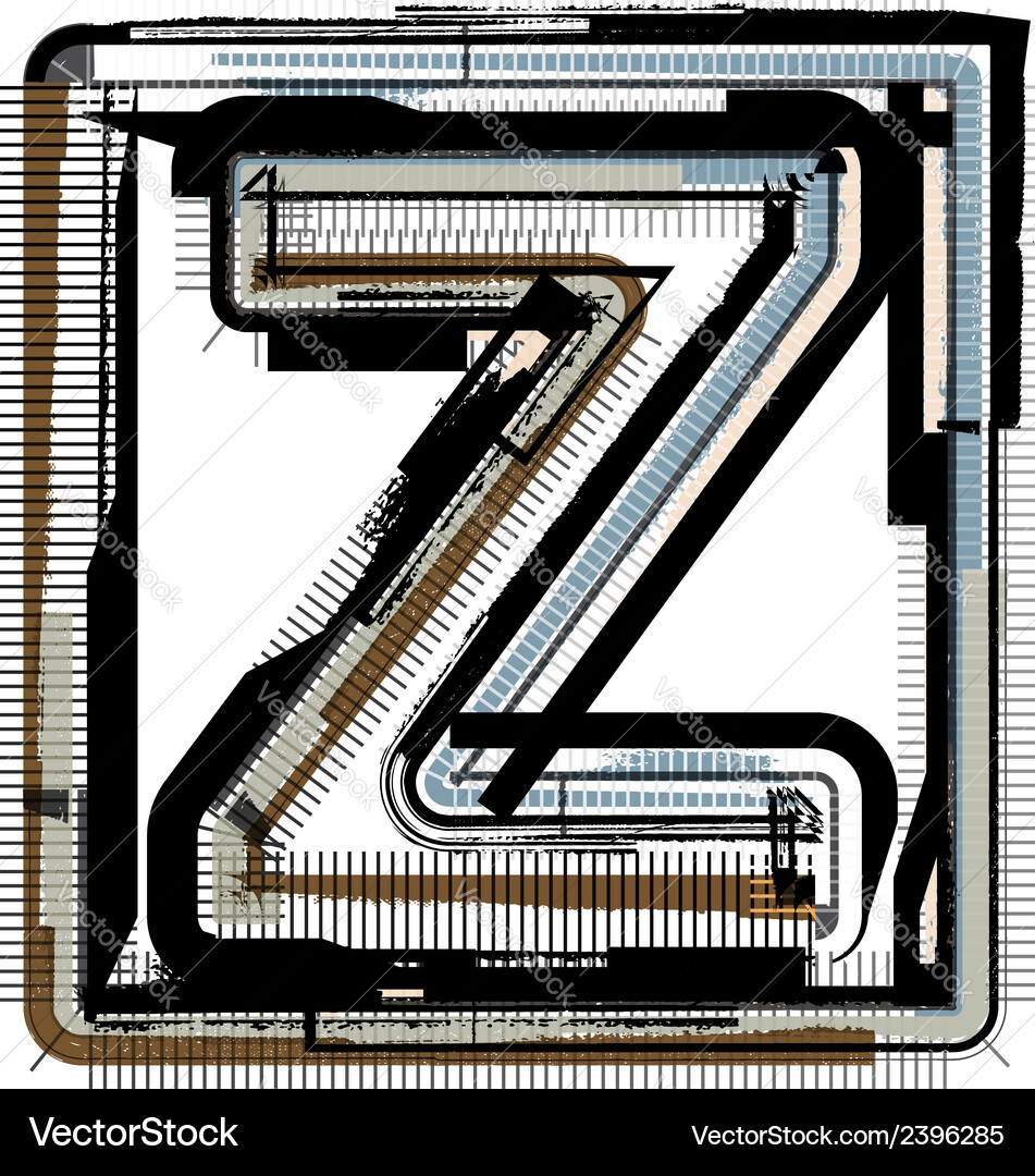 Grunge font letter z Royalty Free Vector Image