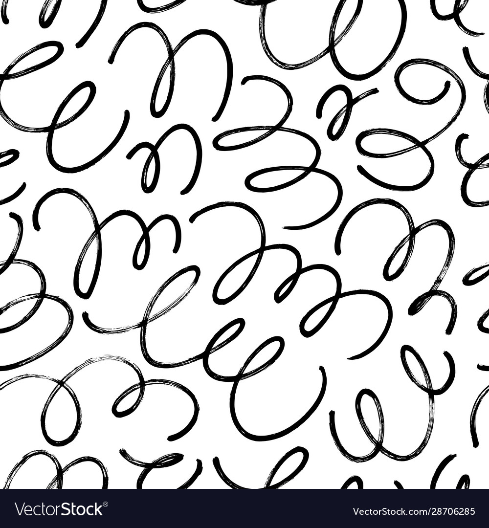 Grunge thin line scribbles seamless pattern Vector Image