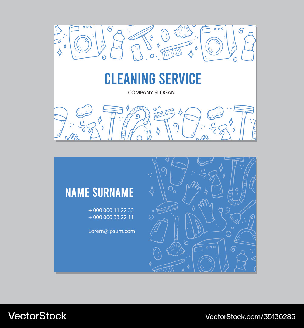 Hand drawn design visiting card for cleaning Vector Image