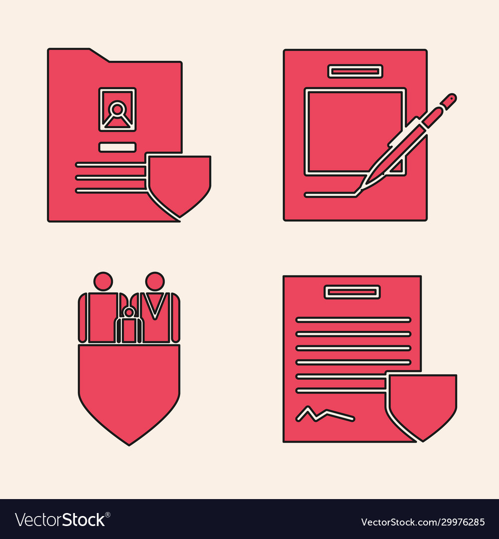 Set contract with shield document with shield Vector Image Set contract with shield document with shield Vector Image