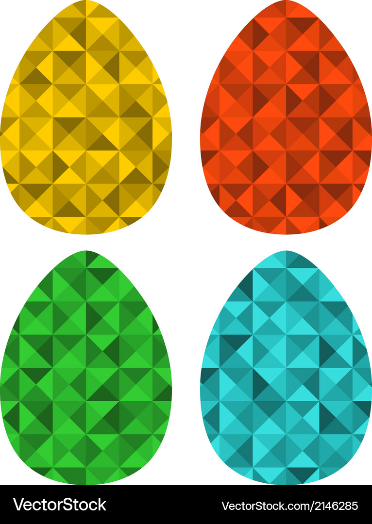 Set of retro eggs made of triangles Royalty Free Vector