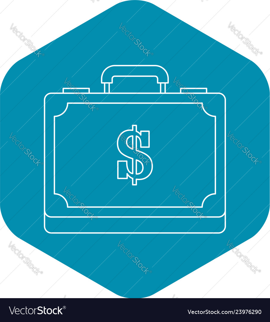 Briefcase full of money icon outline style Vector Image Briefcase full of money icon outline style Vector Image