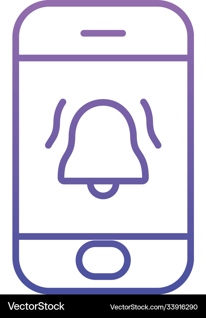 Cellphone with alarm bell icon gradient style Vector Image