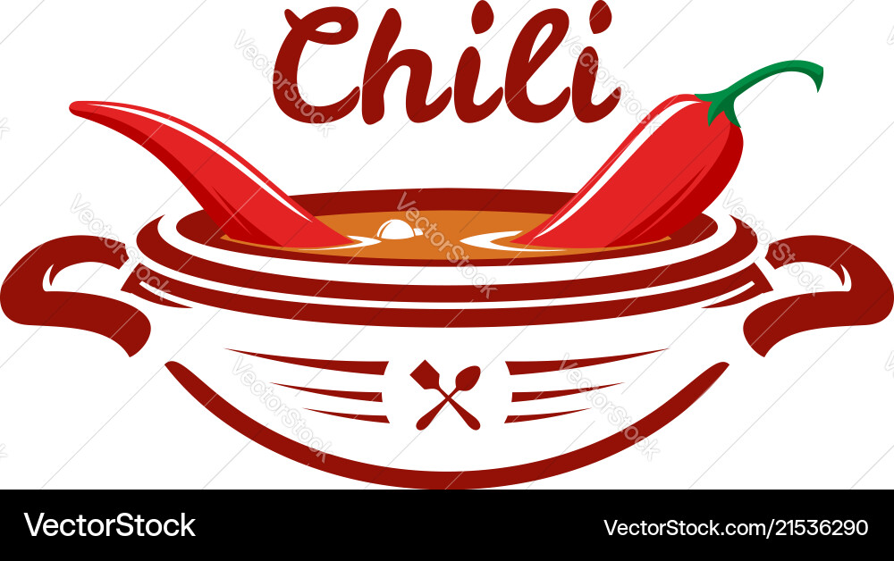 Chili soup with red pepper emblem Royalty Free Vector Image