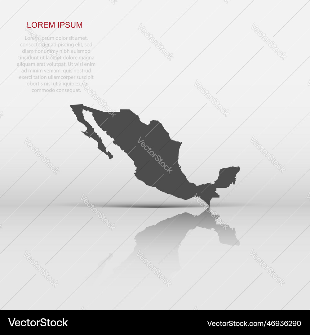 Mexico map icon in flat style mexico sign Vector Image