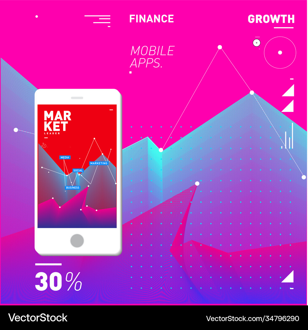 Mobile apps digital marketing smart phone Vector Image