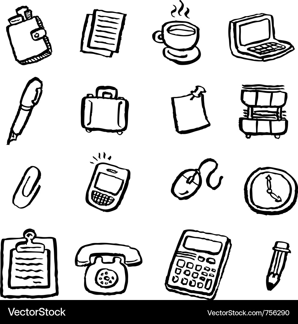 Office Doodle Collection Royalty Free Vector Image