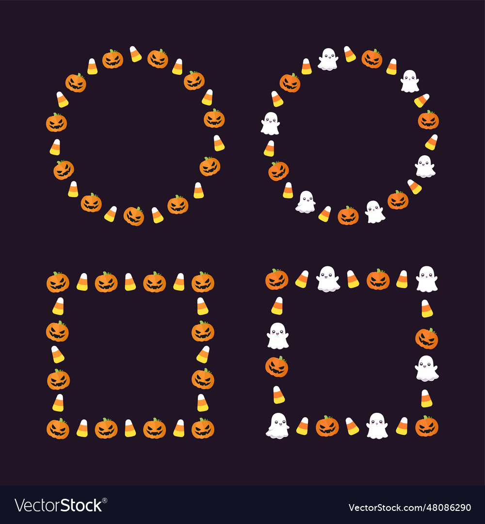 Round and square halloween frame border Royalty Free Vector