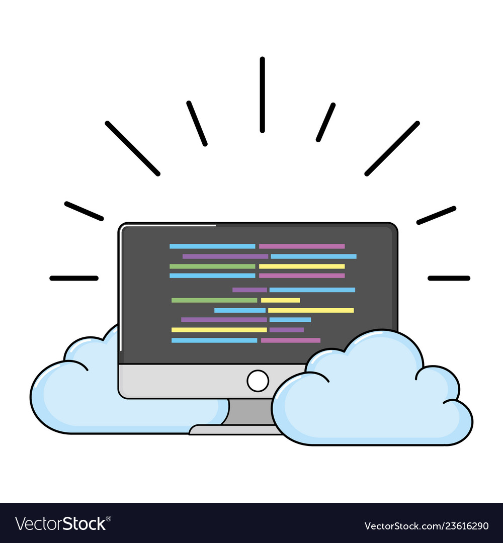 Technology computing screen cartoon Royalty Free Vector