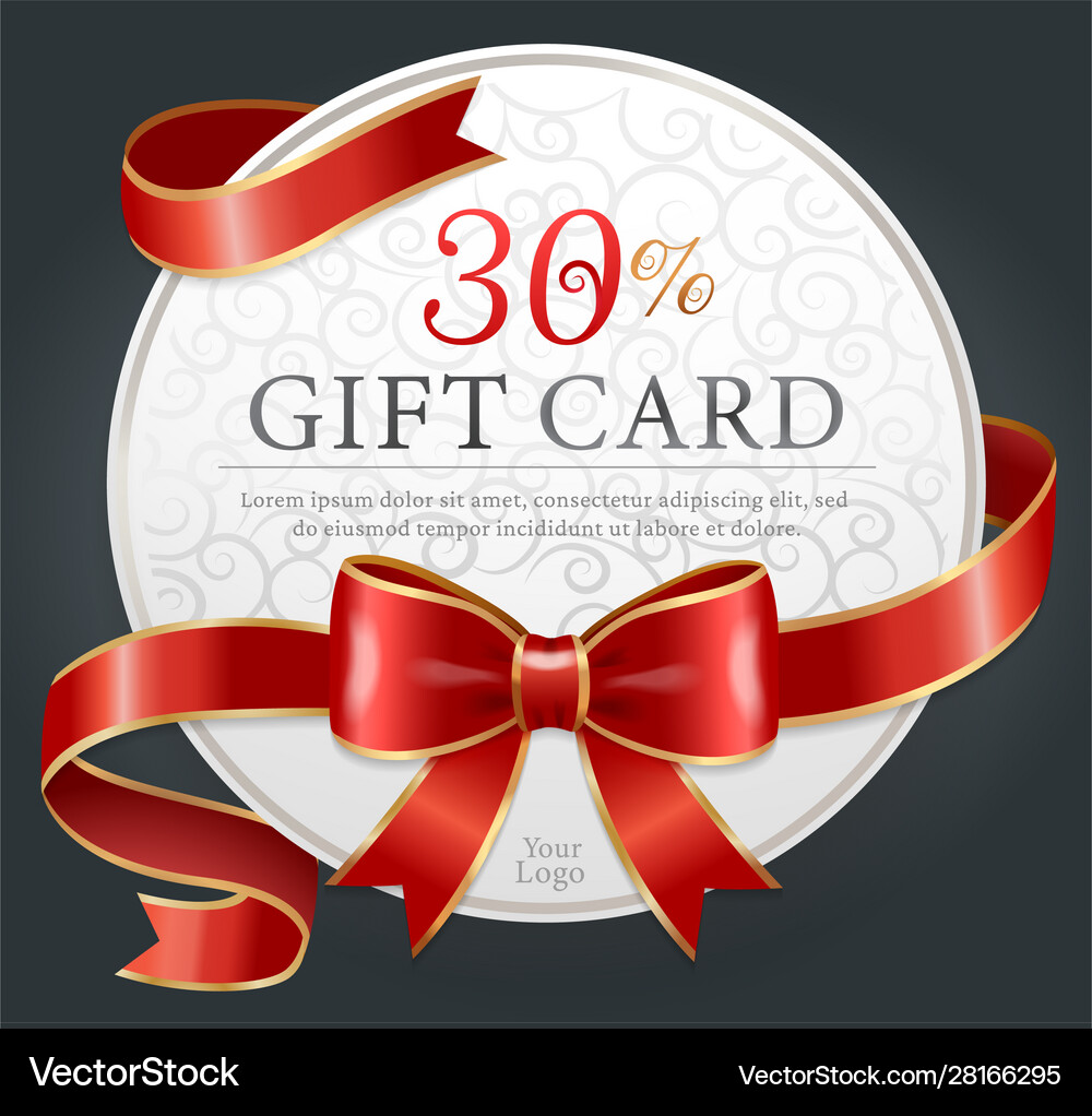 30 percent discount gift card certificate Vector Image