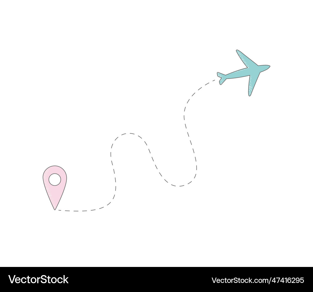 Cute airplane dotted flight route aircraft Vector Image