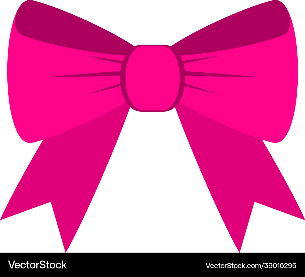 Decorative festive pink bow icon for greeting Vector Image