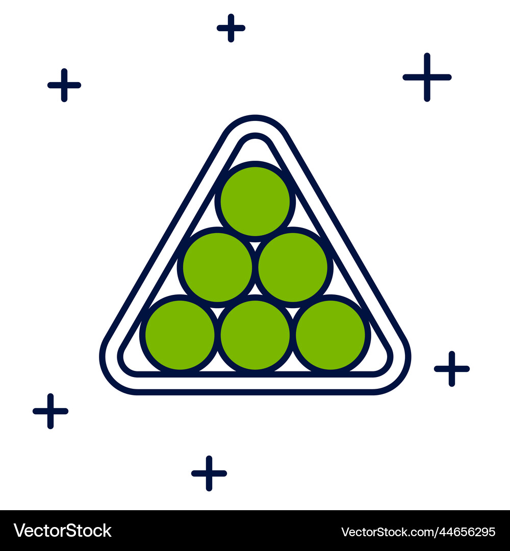 Filled outline billiard balls in a rack triangle Vector Image