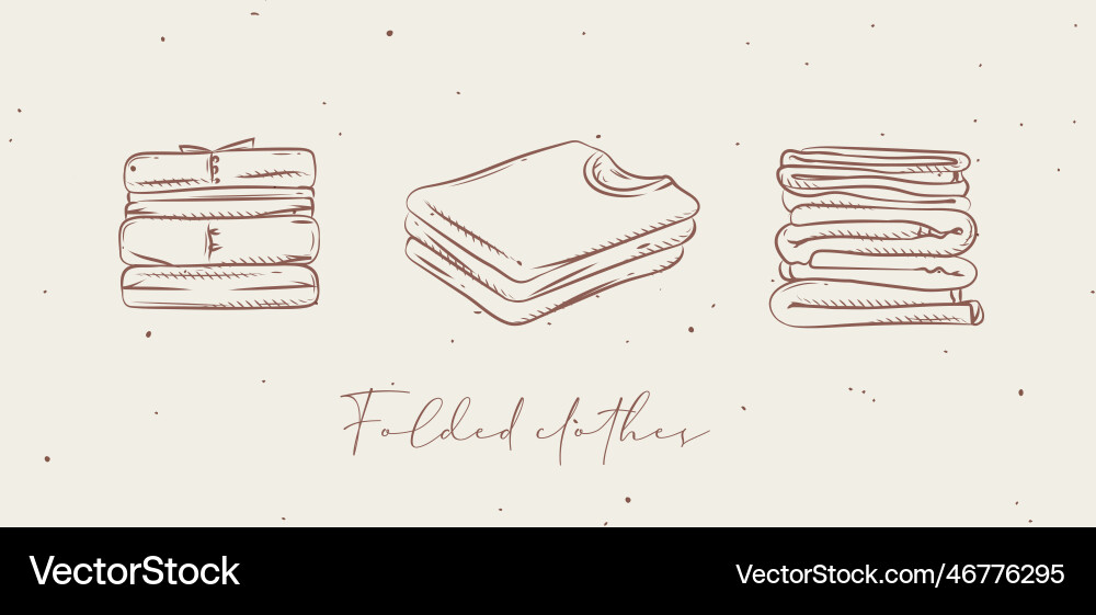 Folded clothes in different angles drawing Vector Image