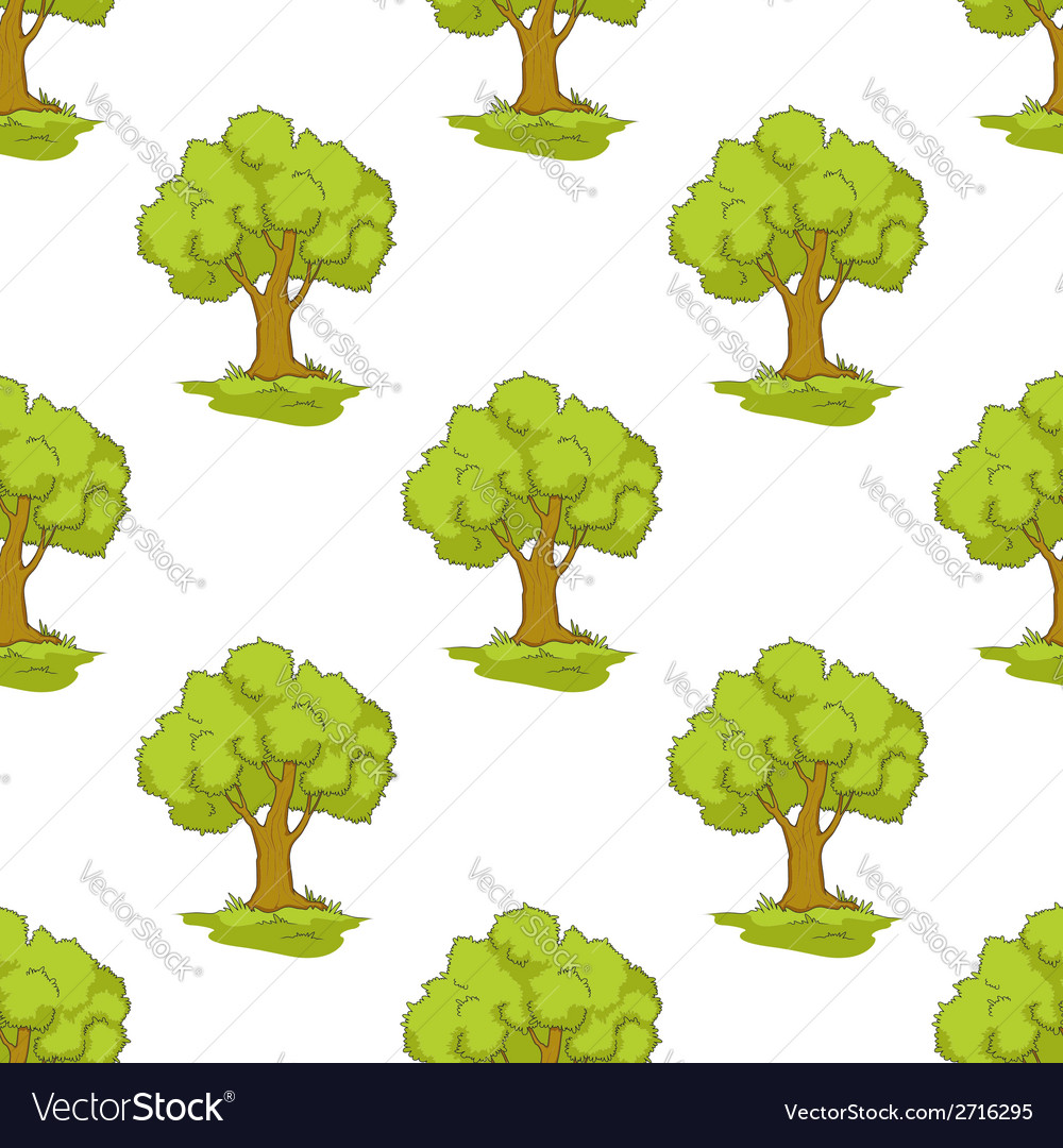 Green tree seamless background pattern Royalty Free Vector