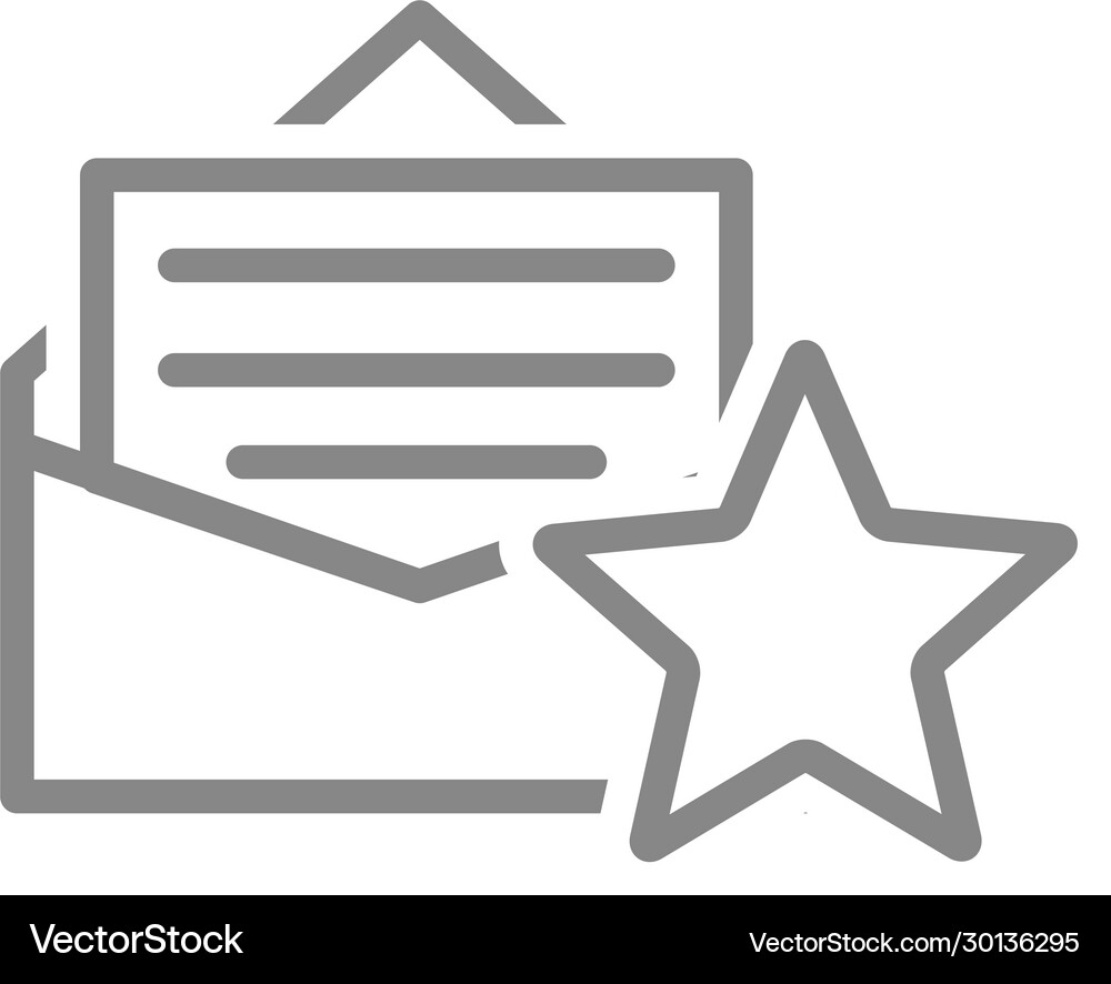 Letter with big stars line icon feedback email Vector Image