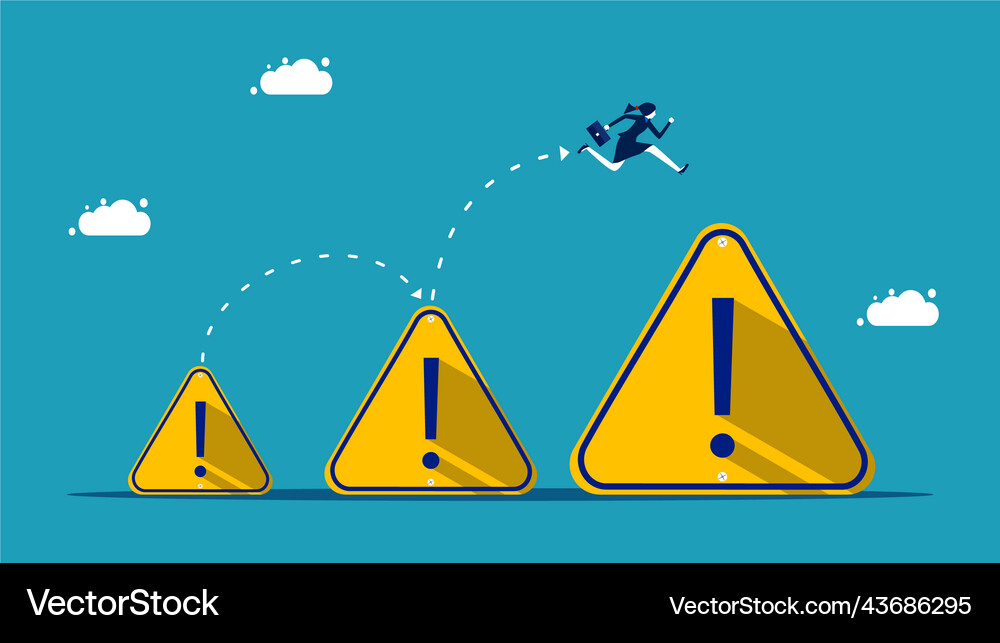 More problems businesswoman running on a bigger Vector Image