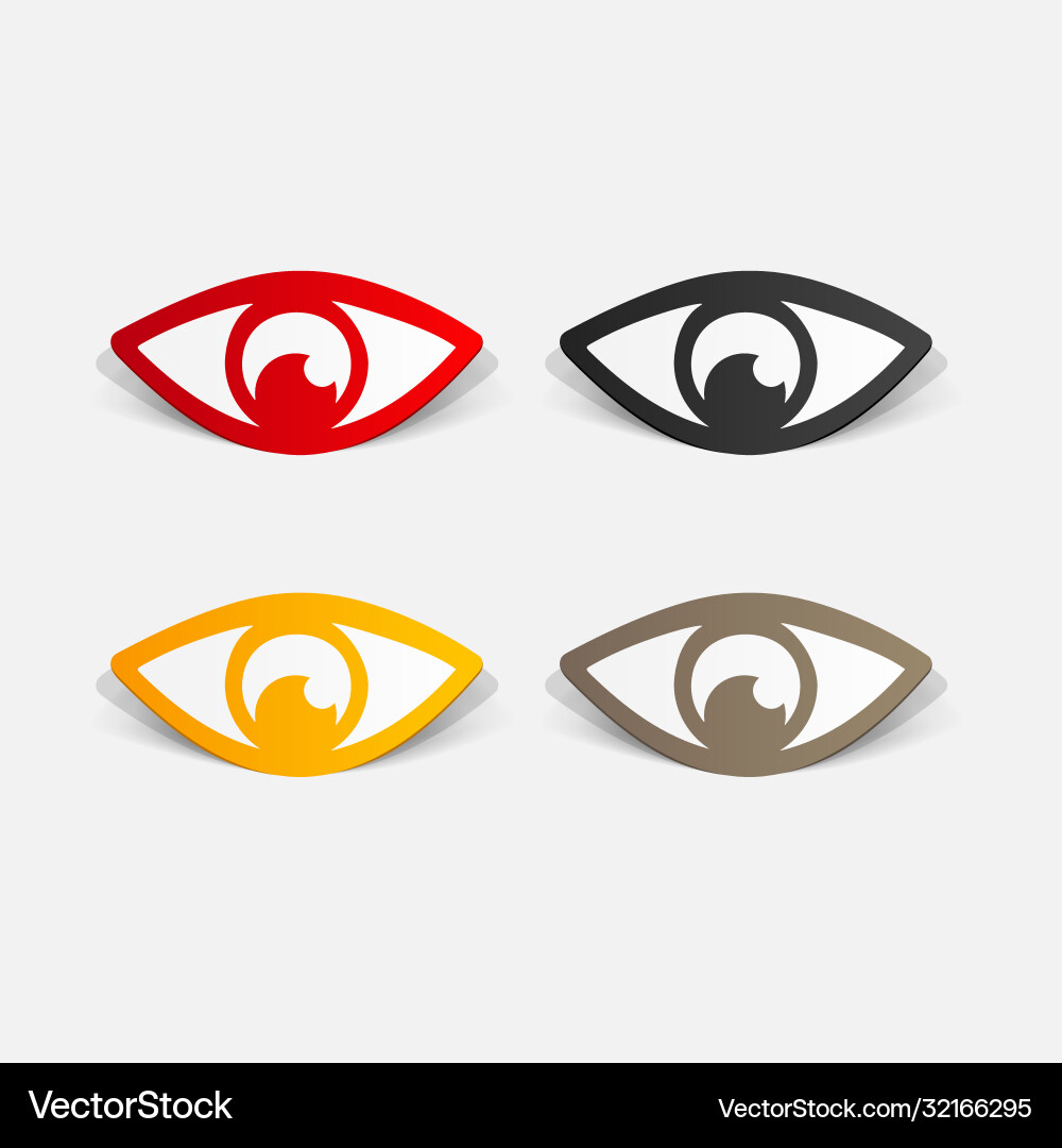Paper clipped sticker eye Royalty Free Vector Image