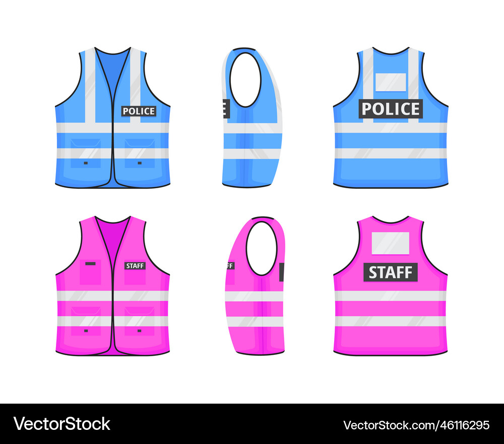 Safety reflective vest with labels tag flat style Vector Image