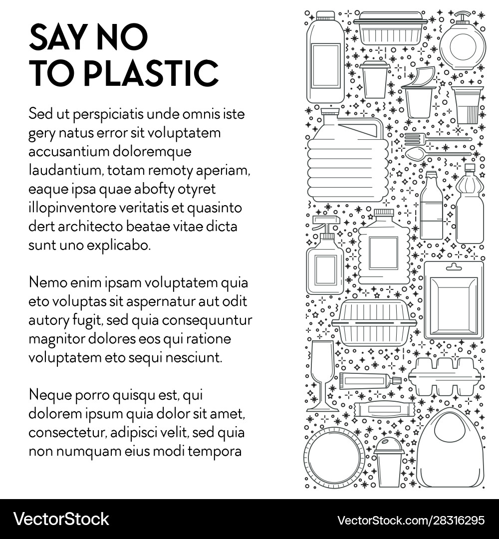 Say no to plastic banner with single-use plastics Vector Image