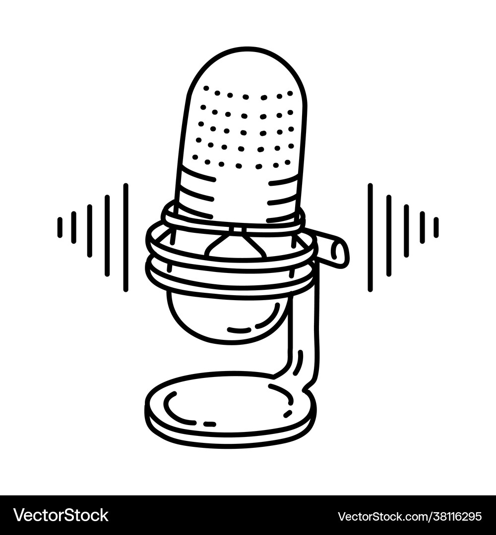 Voice note icon doodle hand drawn or outline icon Vector Image
