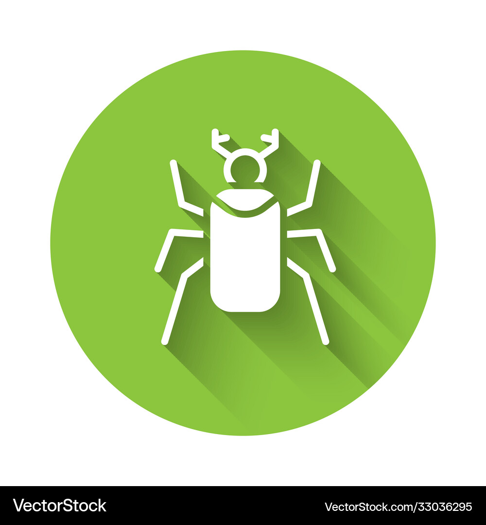 White beetle bug icon isolated with long shadow Vector Image