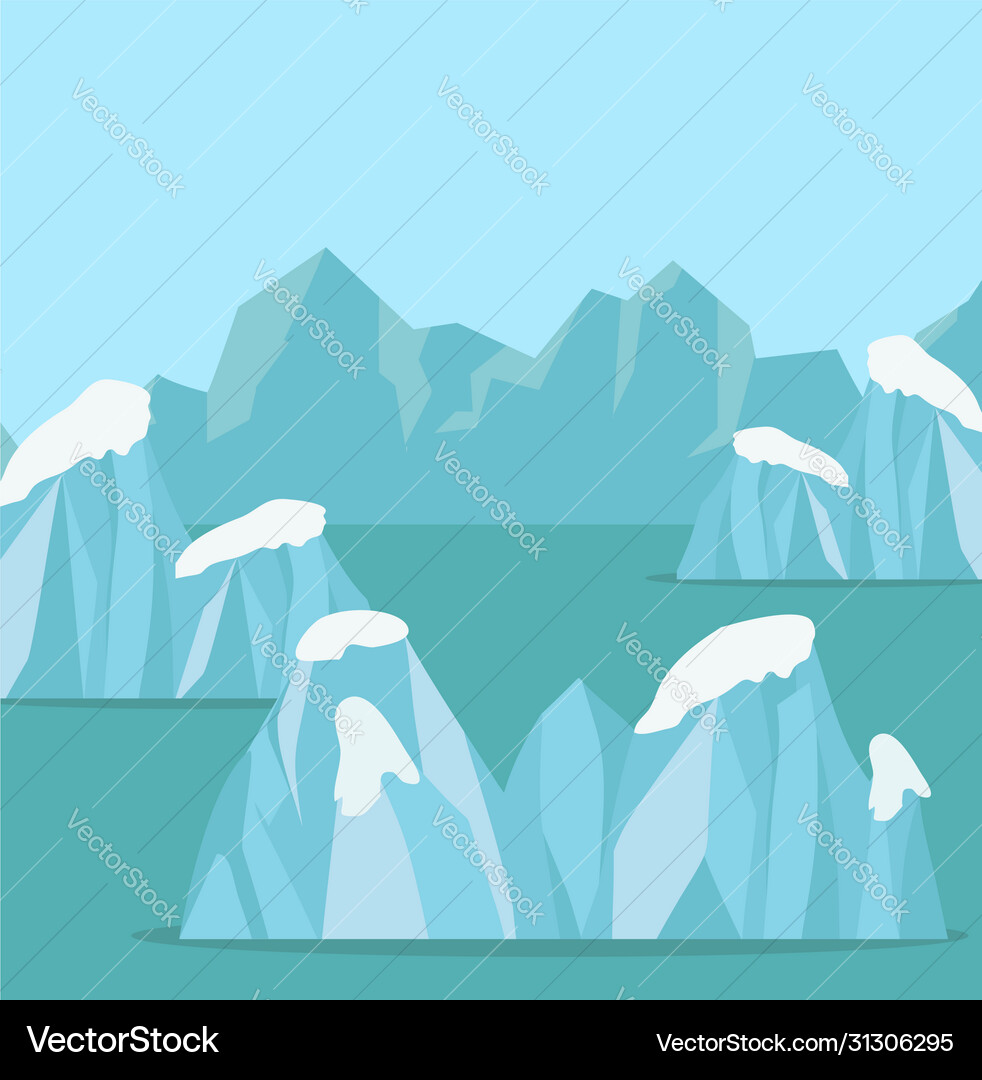 Winter north pole arctic iceberg and mountains Vector Image