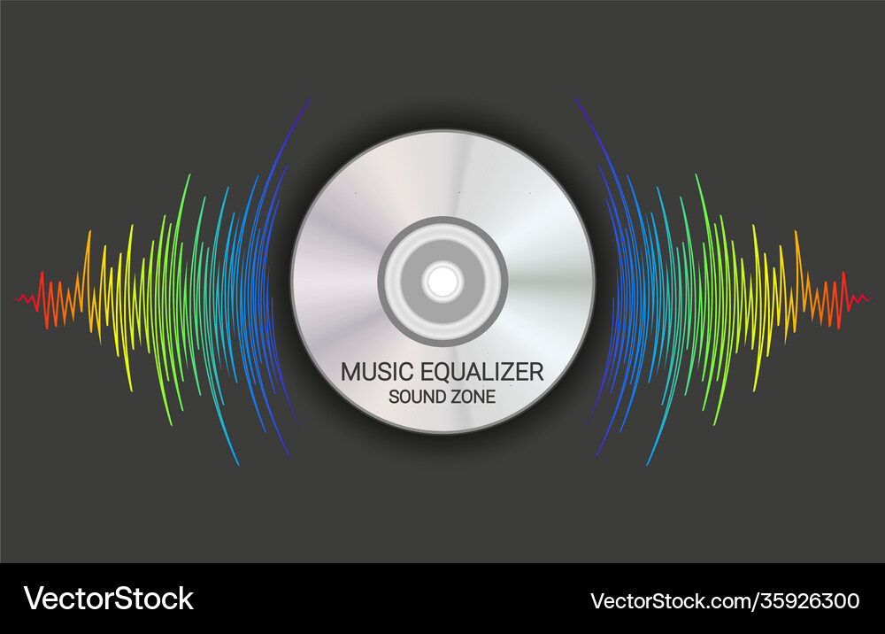 Disk emitted music wave rainbow colors modern Vector Image