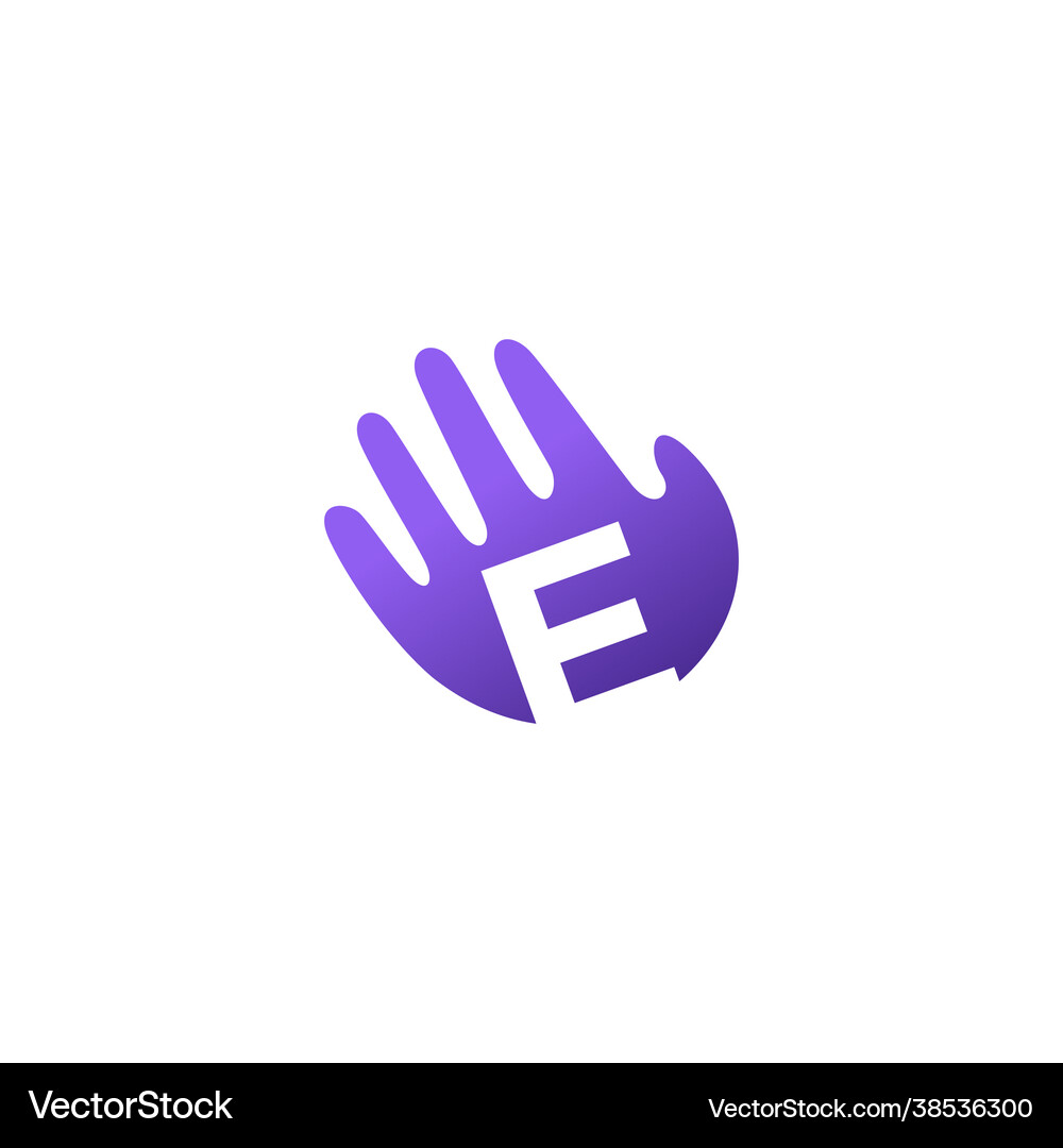 E letter hand palm hello logo icon Royalty Free Vector Image