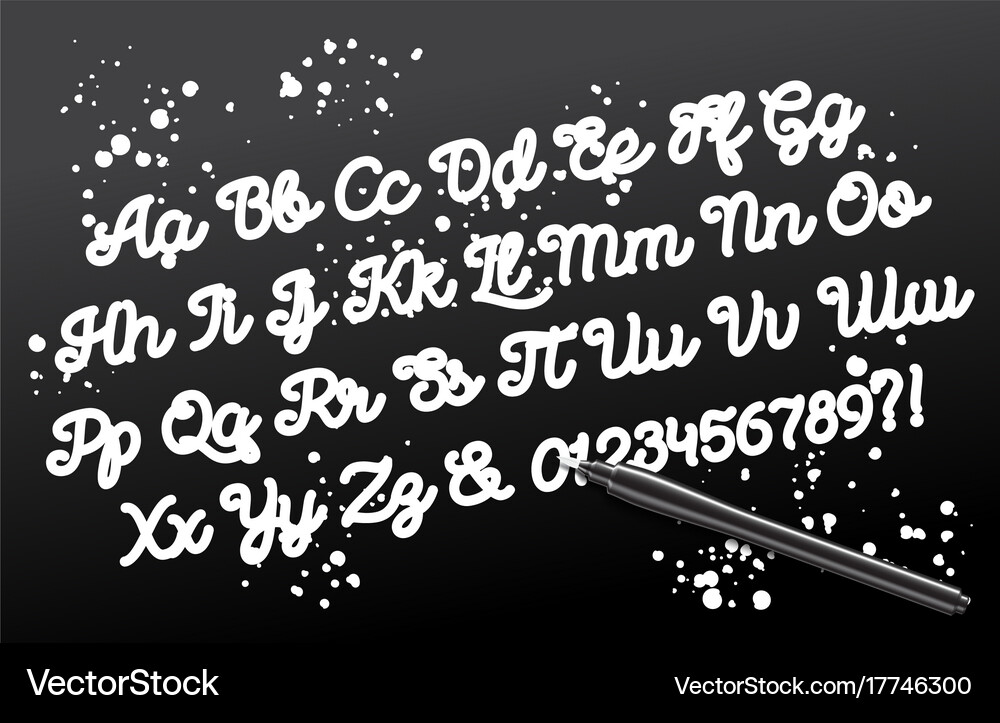 Hand drawn brushpen calligraphic alphabet Vector Image