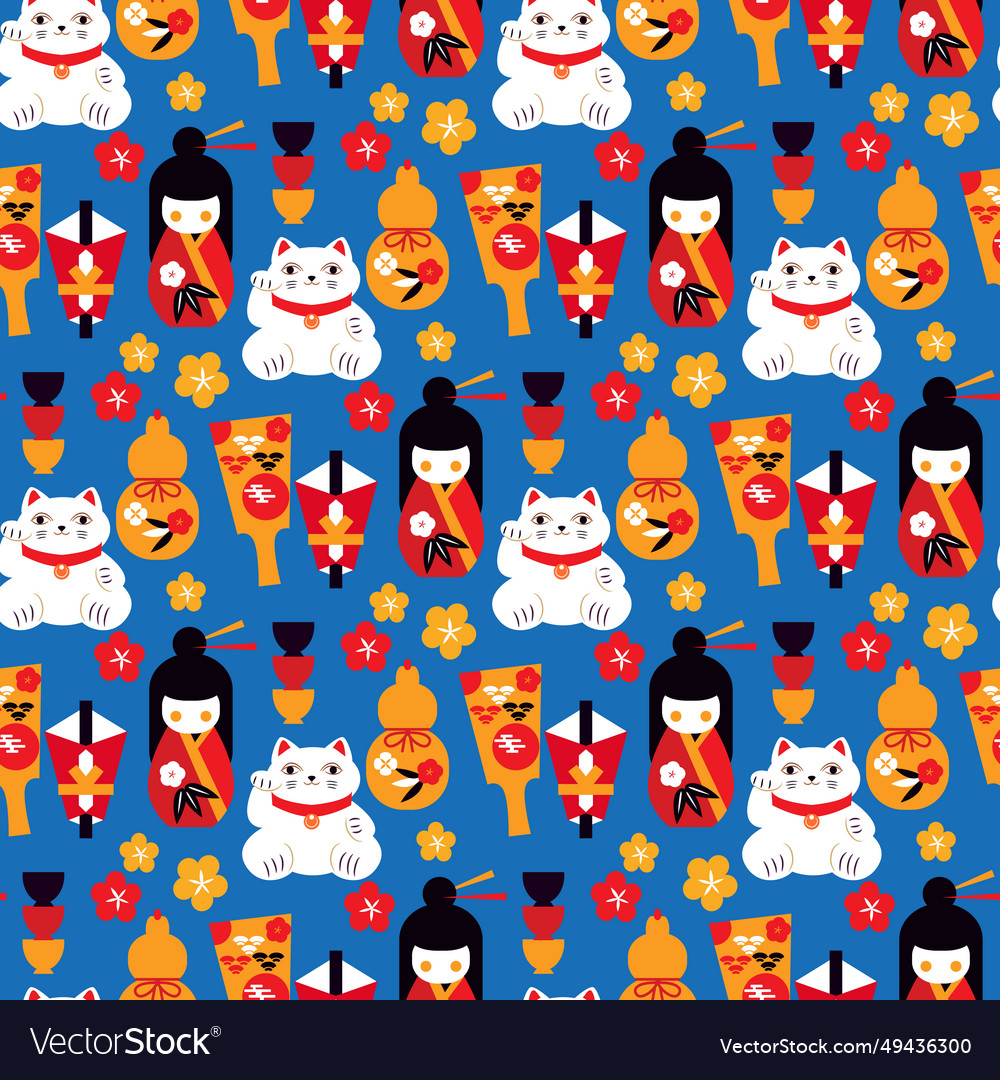 Maneki-neko pattern 31 Royalty Free Vector Image