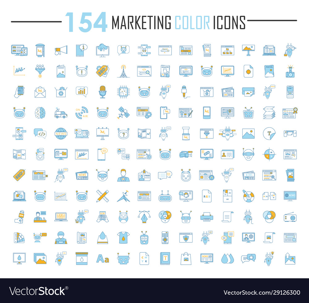 Marketing color icons big set referral Royalty Free Vector Marketing color icons big set referral Royalty Free Vector