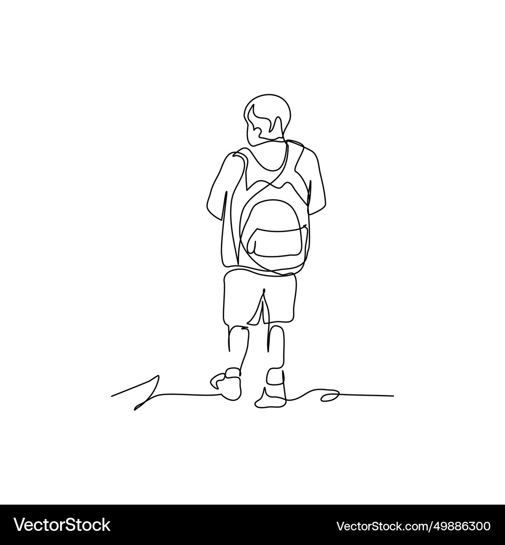 One continuous line of a student walking Vector Image